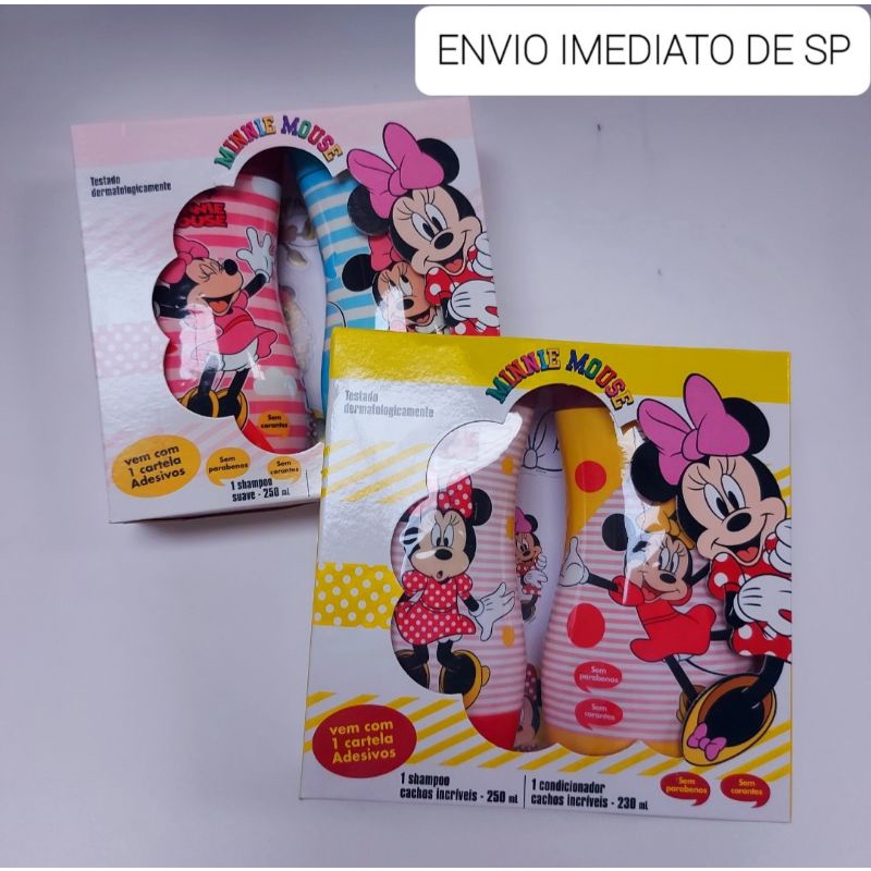 Kit Infantil Minnie Mouse Cachos Hidratados e suave Shampoo ...