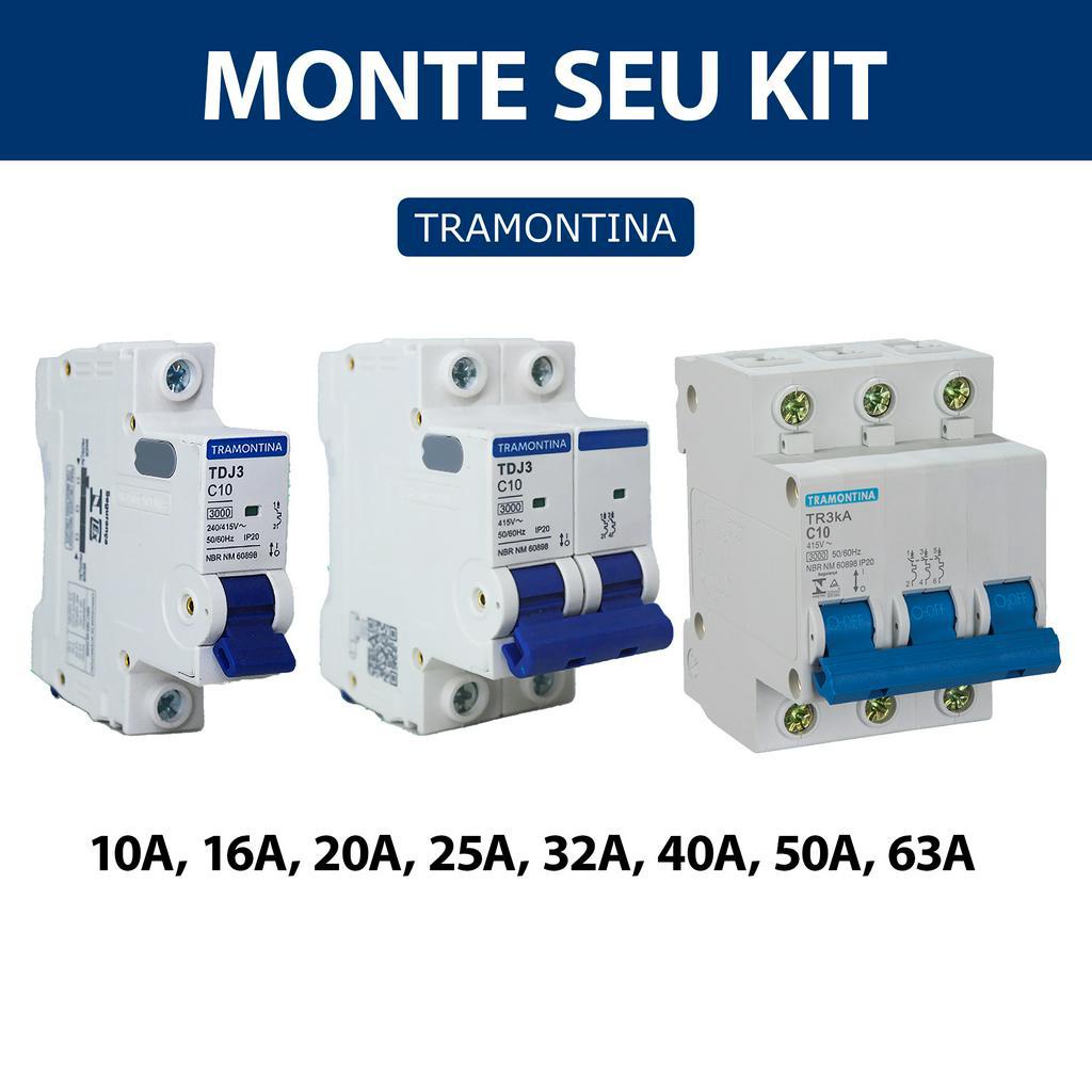 Disjuntor Unipolar, Bipolar e Tripolar Curva C Tramontina - 10A até 63A | Shopee Brasil