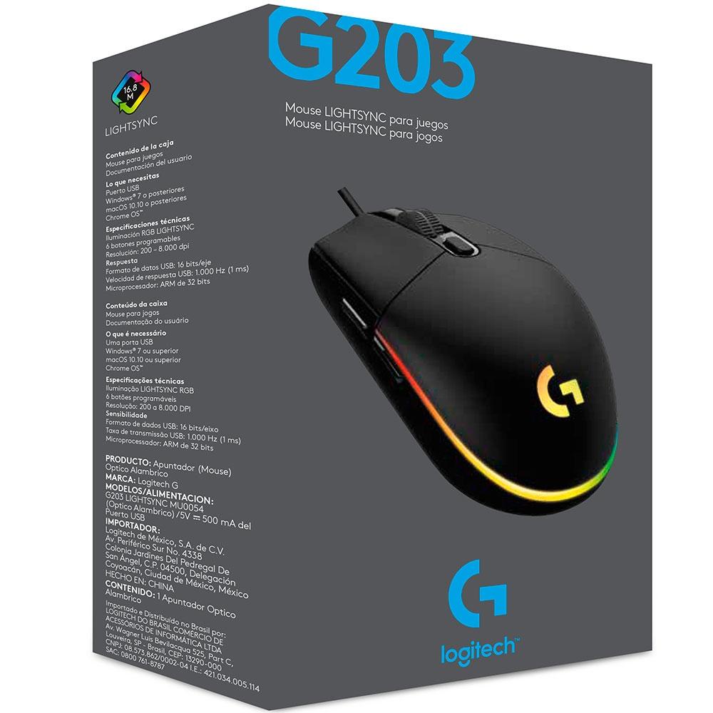Mouse Logitech Gamer G203 Lightsync | Shopee Brasil