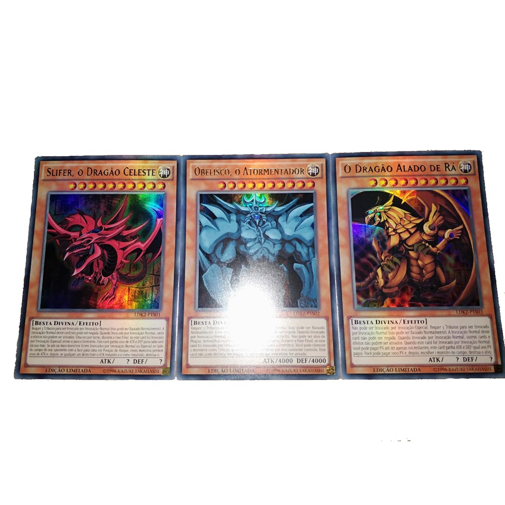 Yugioh - Slifer , Obeslico e Dragão Alado de Rá Original Konami Ultra ...