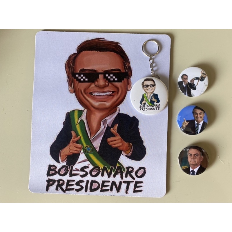 kit bolsonaro mouse pad + chaveiro + 3 bottons | Shopee Brasil