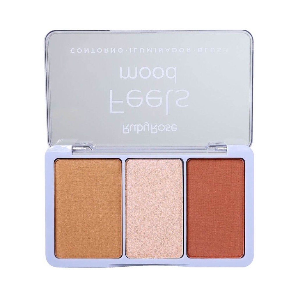 Paleta Trio de Blush Contorno e Iluminador Peles Médias 02 Feels Mood Ruby Rose | Shopee Brasil