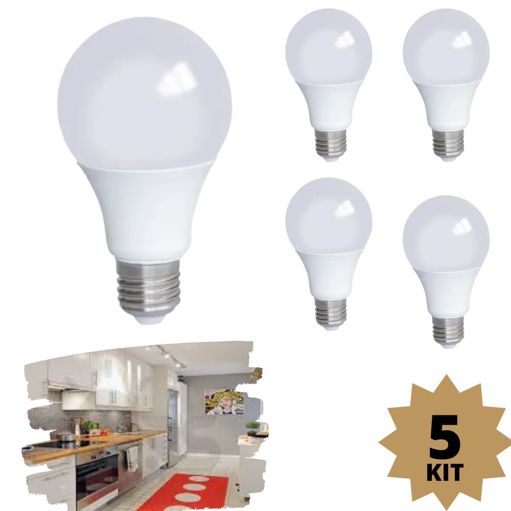 Kit 5 Lâmpada Led 15w Pack Bulbo Branco Frio 6500k Bivolt Soquete E27 Residencial | Shopee Brasil