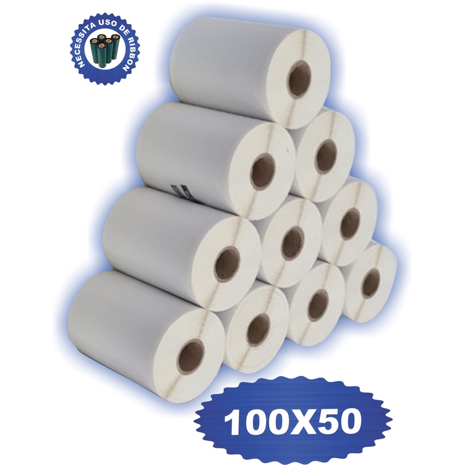 10 Rls Etiqueta 100x50 10x5 Couche Adesiva Zebra Argox | Shopee Brasil