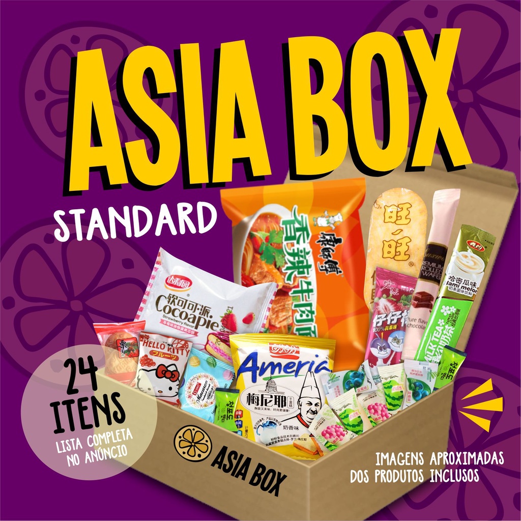 Asia Box Standard (doces, snacks e guloseimas orientais) | Shopee Brasil
