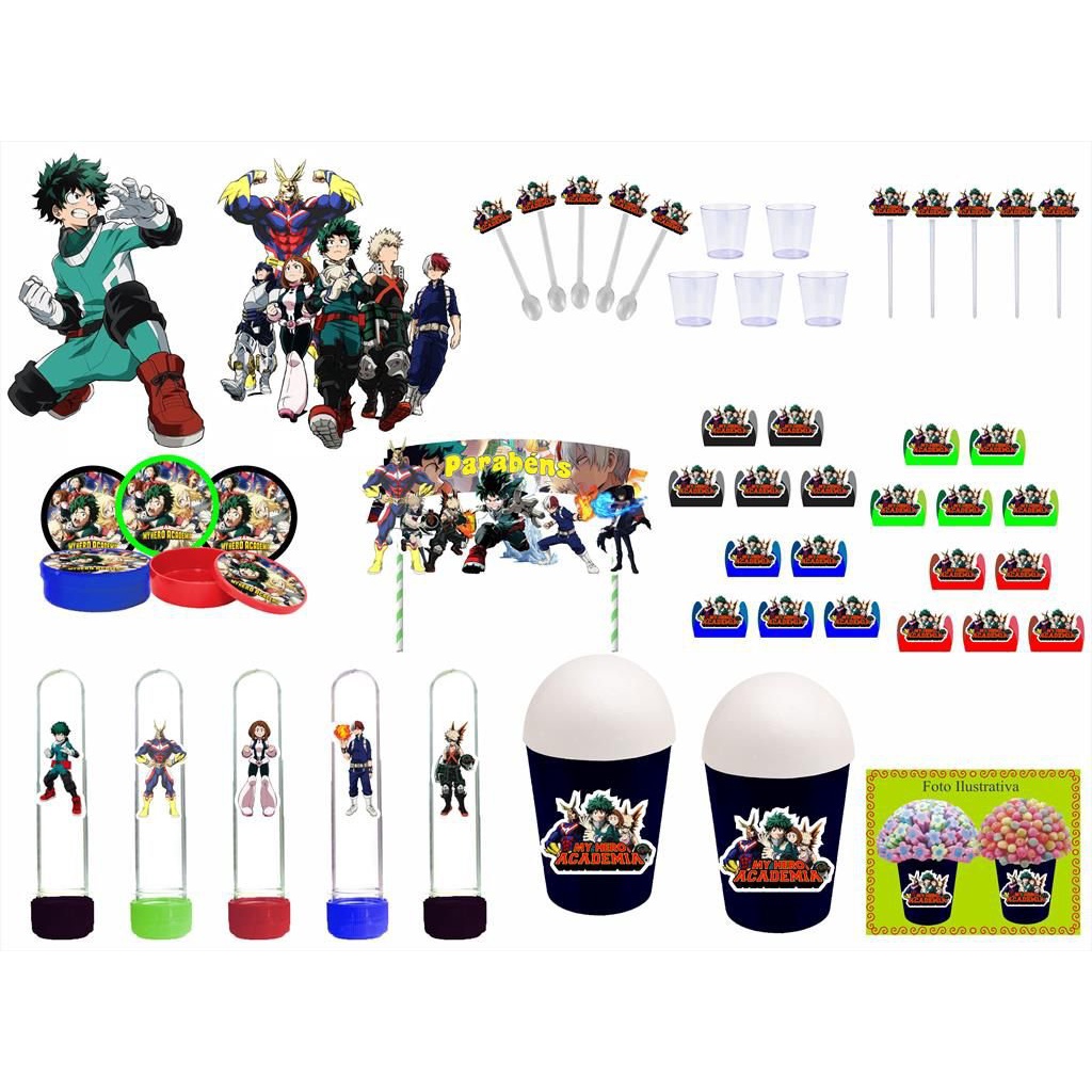 Kit Festa My hero Academia 105 peças (10 pessoas) | Shopee Brasil