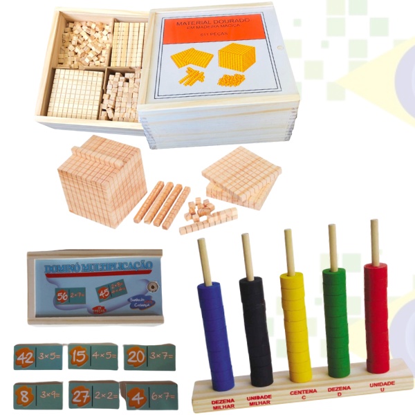 Kit Material Dourado Ábaco Aberto Dominó Multiplica Tabuada | Shopee Brasil