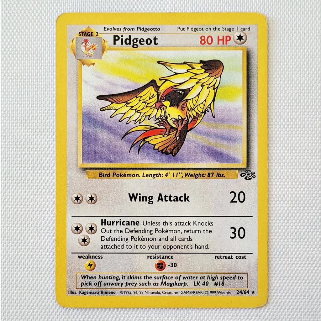 Carta Antiga Pokemon Pidgeot 24/64 Rare Jungle Original Card | Shopee ...