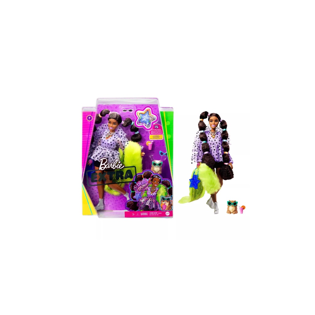 Boneca Barbie Extra 7 Doll Negra Cabelos Ondulados Com Pet | Shopee Brasil