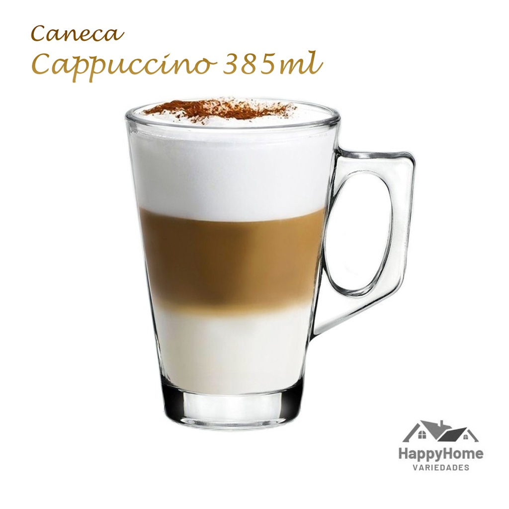 Caneca Cappuccino de Vidro 385ml Dolce Gusto Nespresso 3 Corações ...