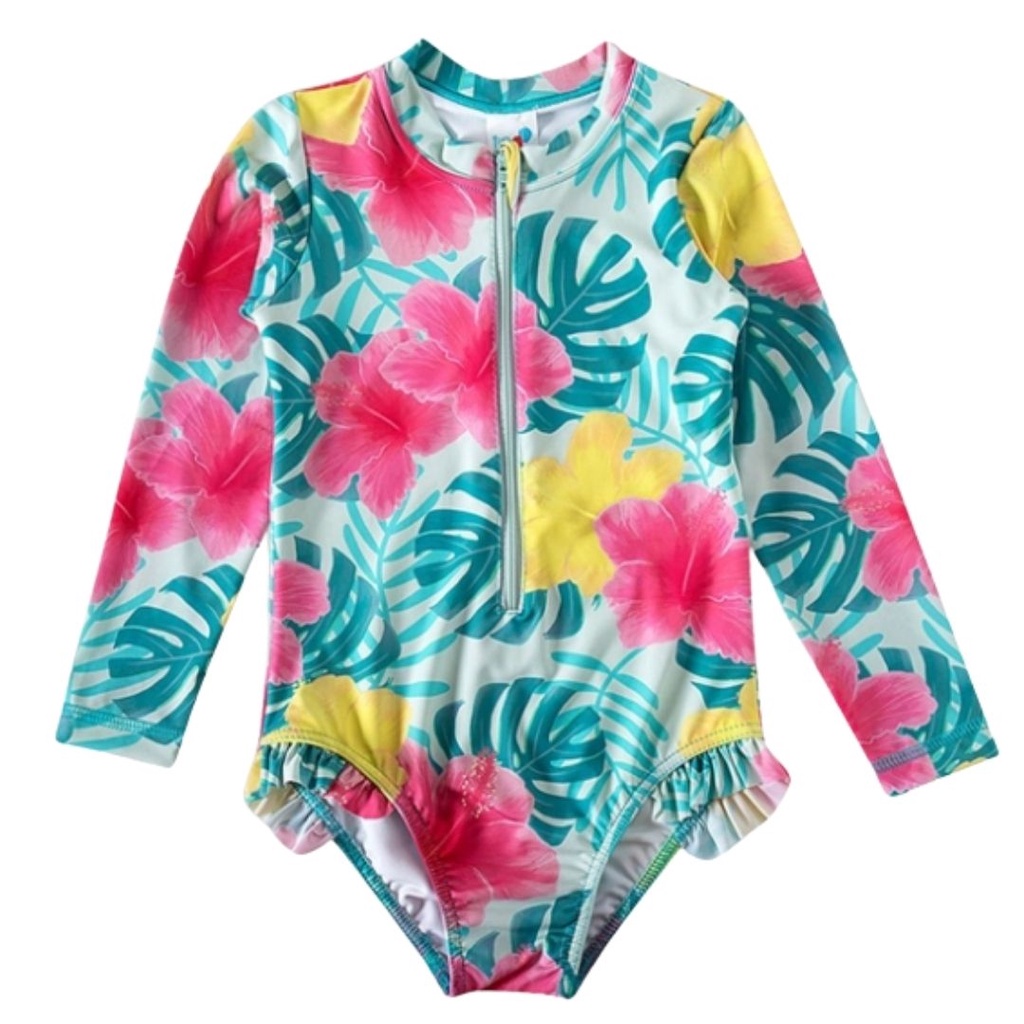 Maio Infantil Feminino Praia Kids Tip Top Floral Com Babado | Shopee Brasil