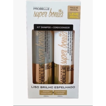 Kit Shampoo e condicionador Liso Brilho Espelhado 500ml Probelle ...