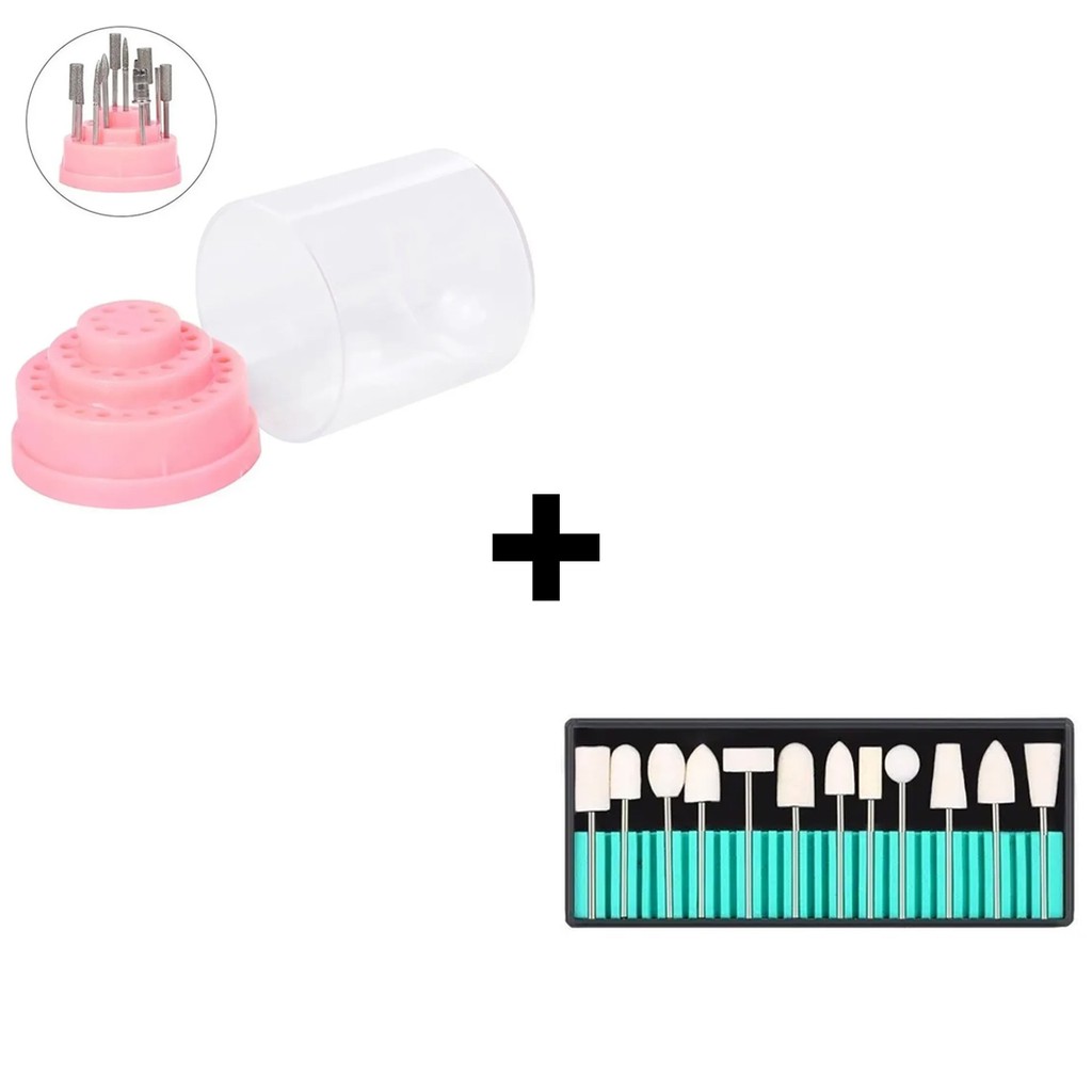 Kit 12 Brocas P/ Motor Eletrico Unha Ceramica Polidora Broca + Suporte ...