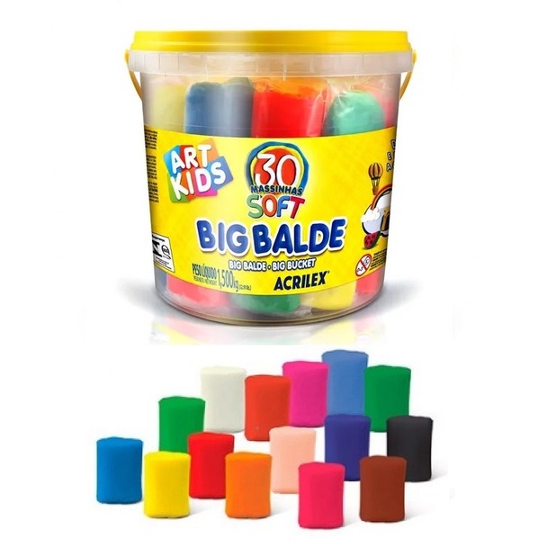 Massa Para Modelar Big Balde Art Kids 30 Massinhas 1.5 Kg Original ...
