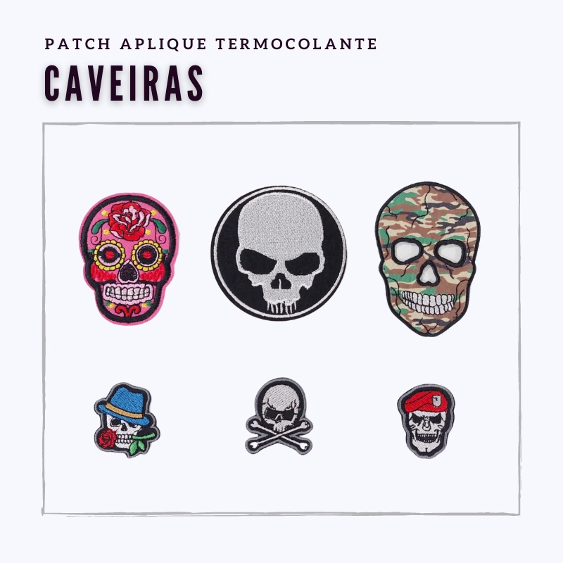 Patch Aplique Adesivo Bordado Termocolante Caveiras | Shopee Brasil