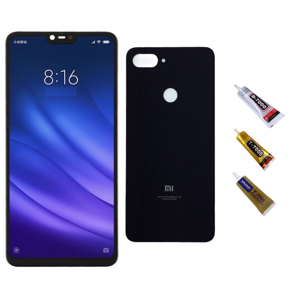 Tela Display Touch Screen Frontal Lcd Mi 8 Lite Preto + Tampa Traseira + Cola 110ml | Shopee Brasil