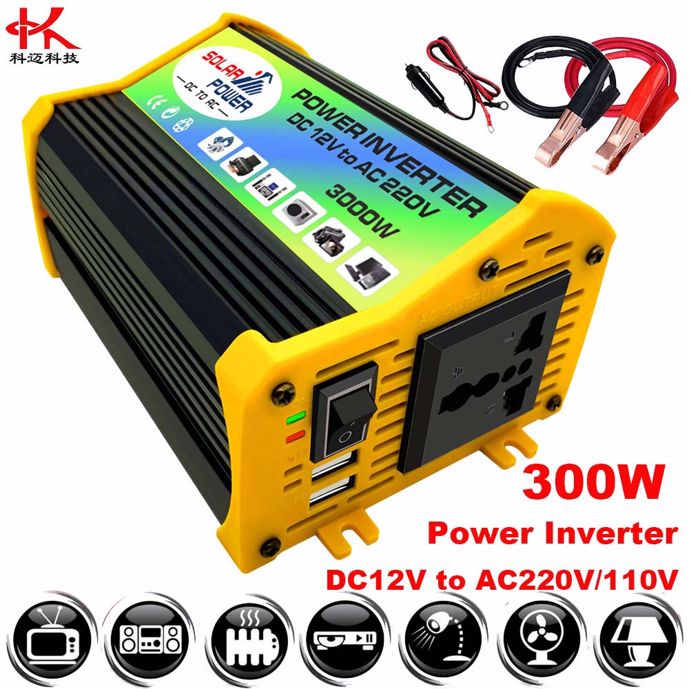 Inversor 12v 110v 220v 300w Peak Power 4000W De Energia Do Carro DC 12 v Para AC 220 110 300 W ...