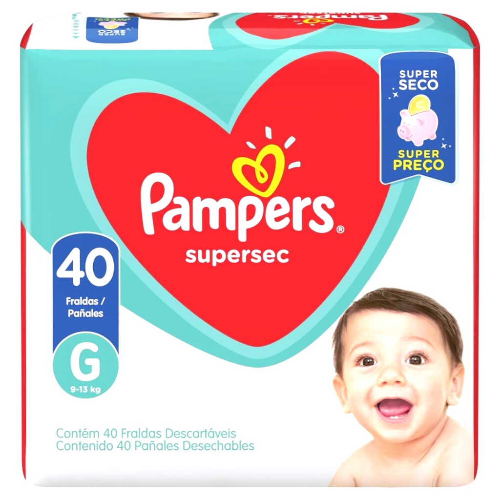 Fraldas Pampers supersec G 40 unidades | Shopee Brasil