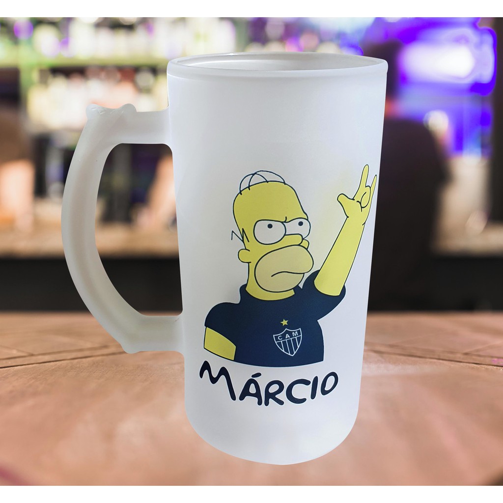 Caneca Vidro Jateado Chopp / Cerveja Homer Simpson CAM | Shopee Brasil