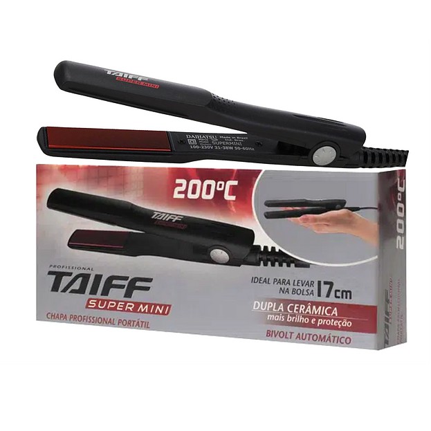 Chapa Taiff Super Mini Bivolt 17cm 200°C | Shopee Brasil