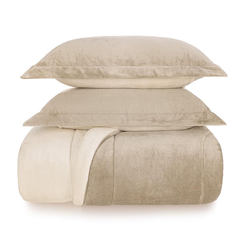 Edredom Microfibra Queen com Porta Travesseiro Suri Areia | Shopee Brasil