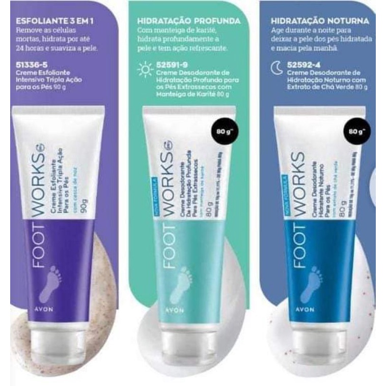 Creme Para Os Pés Foot Works Avon Hidratação Profunda, Hidratante ...