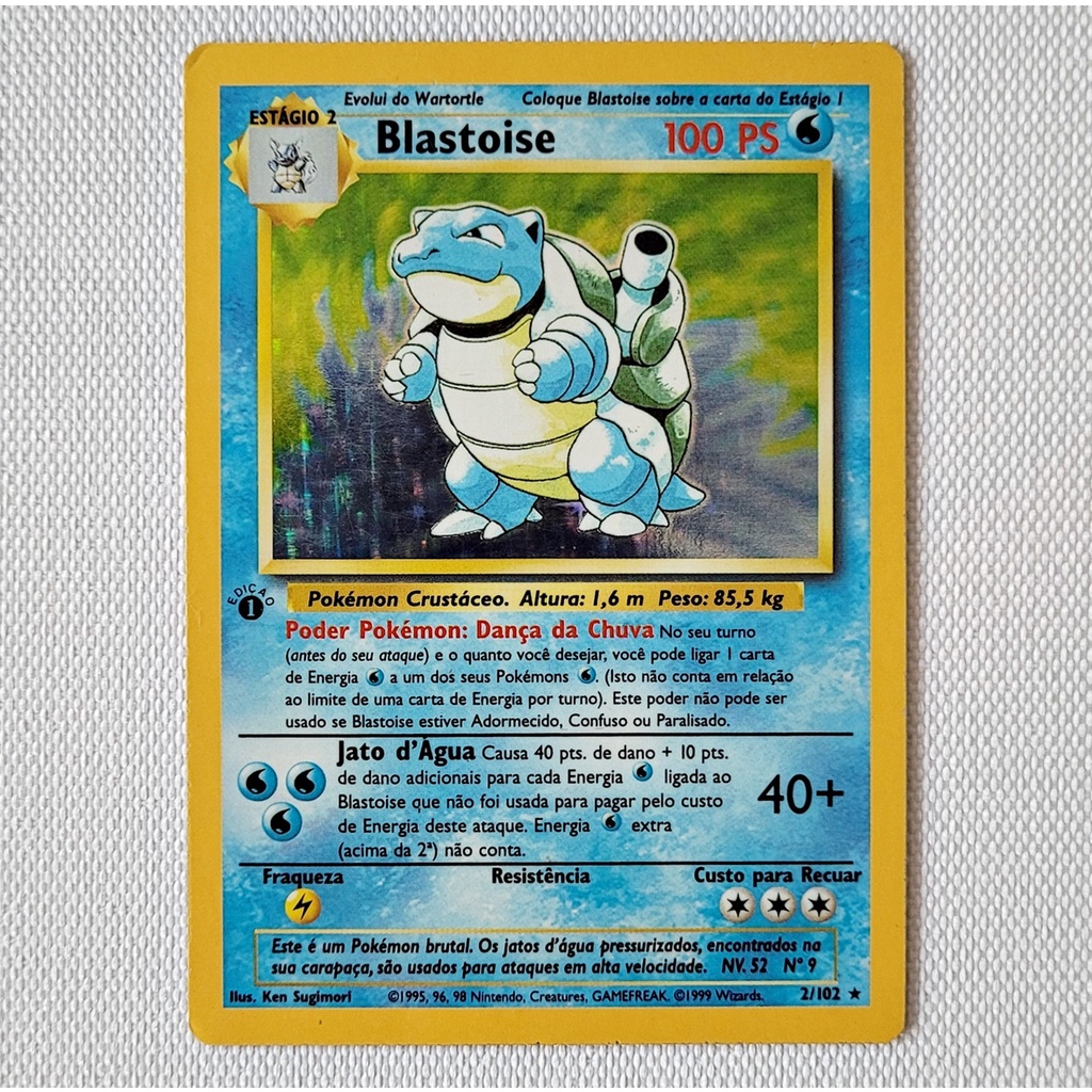 Carta Antiga Pokemon Blastoise 2/102 Holo Rare 1st edition Base Set ...