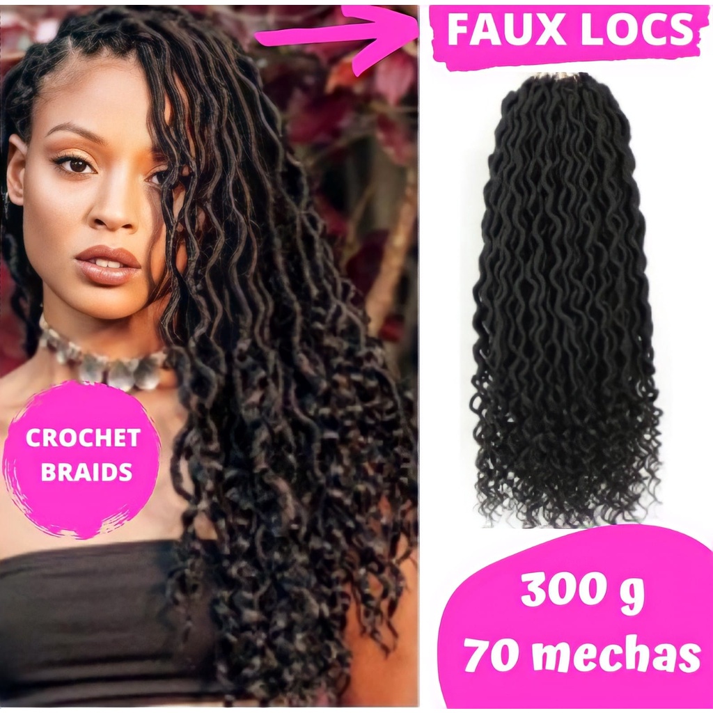 Cabelo Faux Locs Crochet Braids e Boho locs 270G com 60 mechas 65cm ...