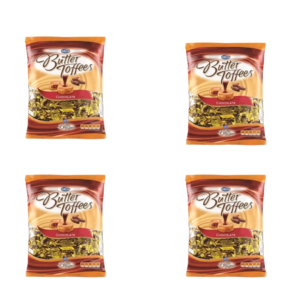 Kit 4 Bala Butter Toffees Chocolate Arcor 500g | Shopee Brasil