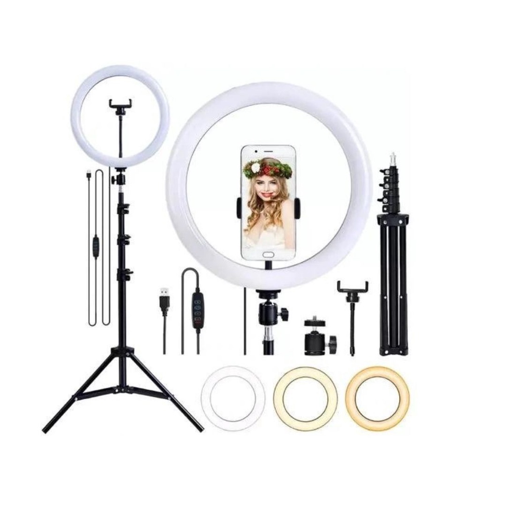 Ring Light 10 Polegadas com Tripé e Suporte para Celular (Luz Branca) | Shopee Brasil