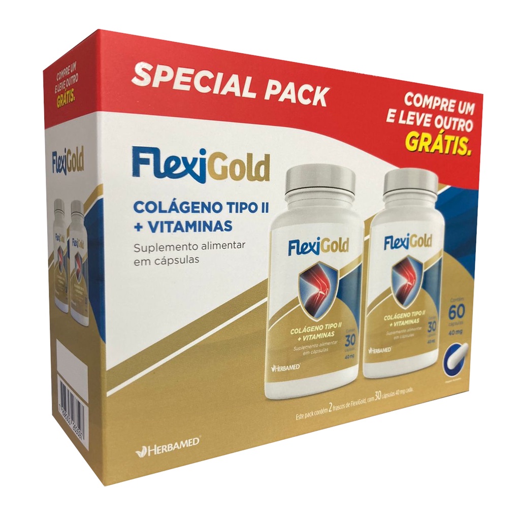 Flexigold Colágeno Tipo 2 - Kit 60 Cápsulas De Vitaminas | Shopee Brasil