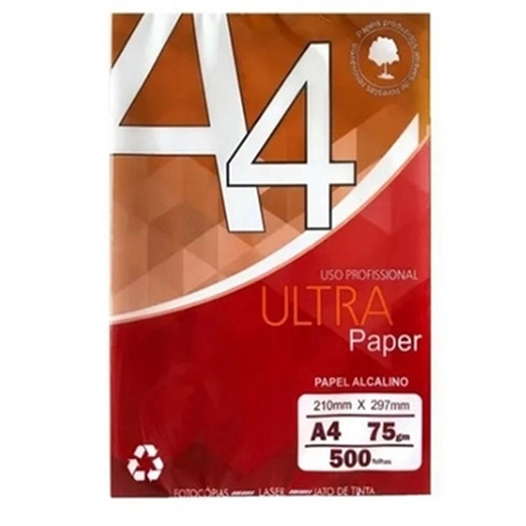 Papel A4 Branco Sulfite 500 Folhas 210m X 297mm Ultra Paper | Shopee Brasil