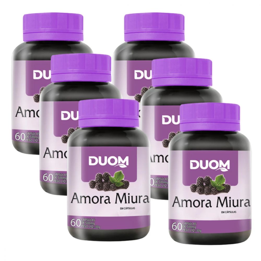 Kit com 6 Amora Miura 60 Cápsulas 500mg Duom | Shopee Brasil