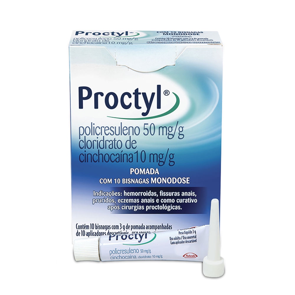 Proctyl Takeda Pomada Monodose 10x3g + 10 Aplicadores | Shopee Brasil