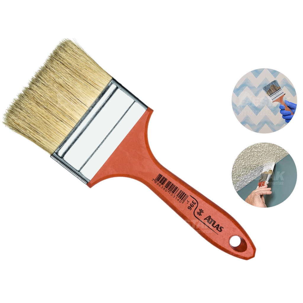 Trincha Pincel 4" Cerdas Brancas Alta Durabilidade P/ Pintura Parede ...