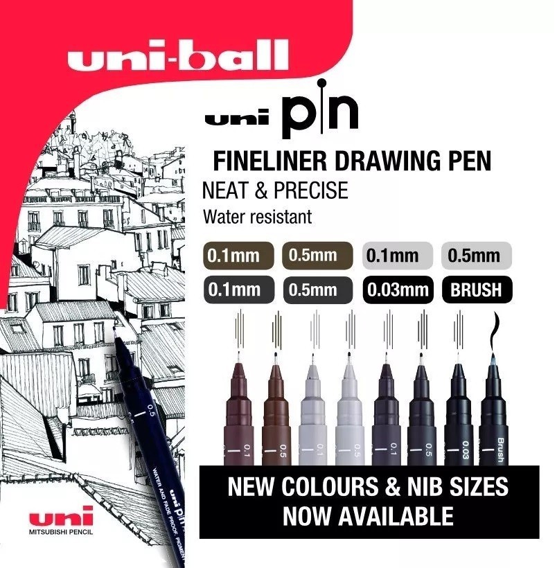 Caneta Nanquim Uni Pin Uni-ball Kit C/ 8 Novas Cores | Shopee Brasil