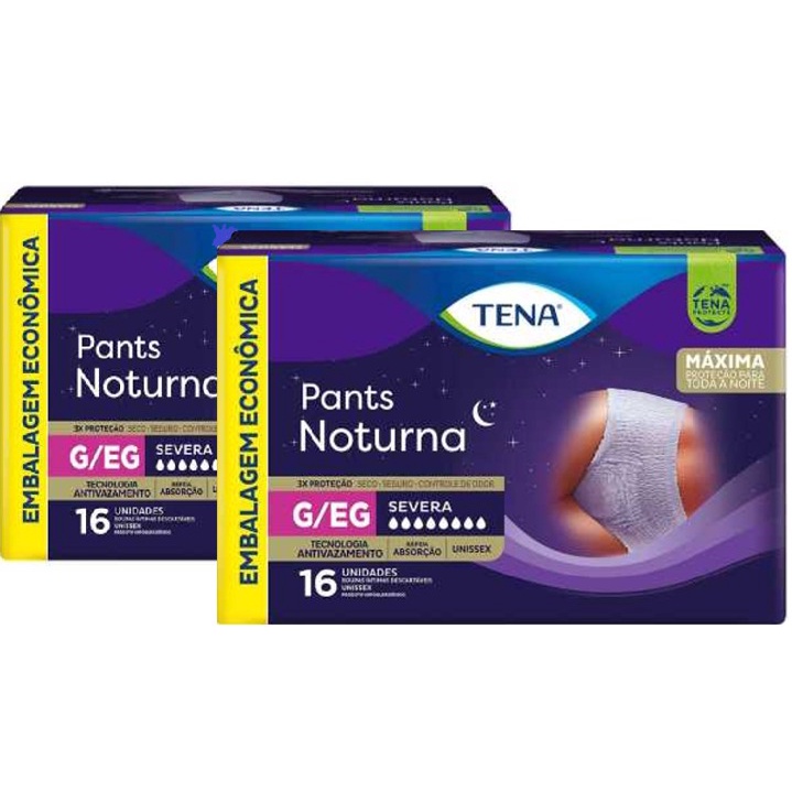 Fralda Geriátrica - Tena Pants Noturna G/EG - c/16 Un (KIT COM 2 ...