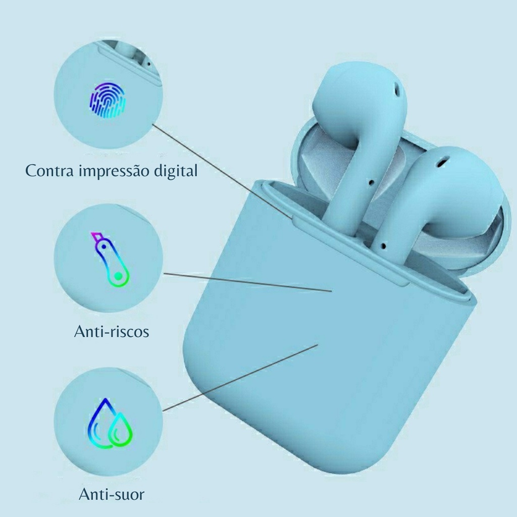 Fone InPods 12 sinple -V5.0-Azul | Shopee Brasil