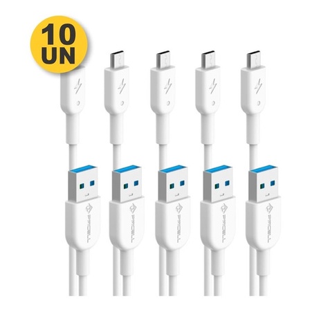 Kit 10 Cabo V8 Usb Turbo 1m Micro Usb Original Pmcell | Shopee Brasil