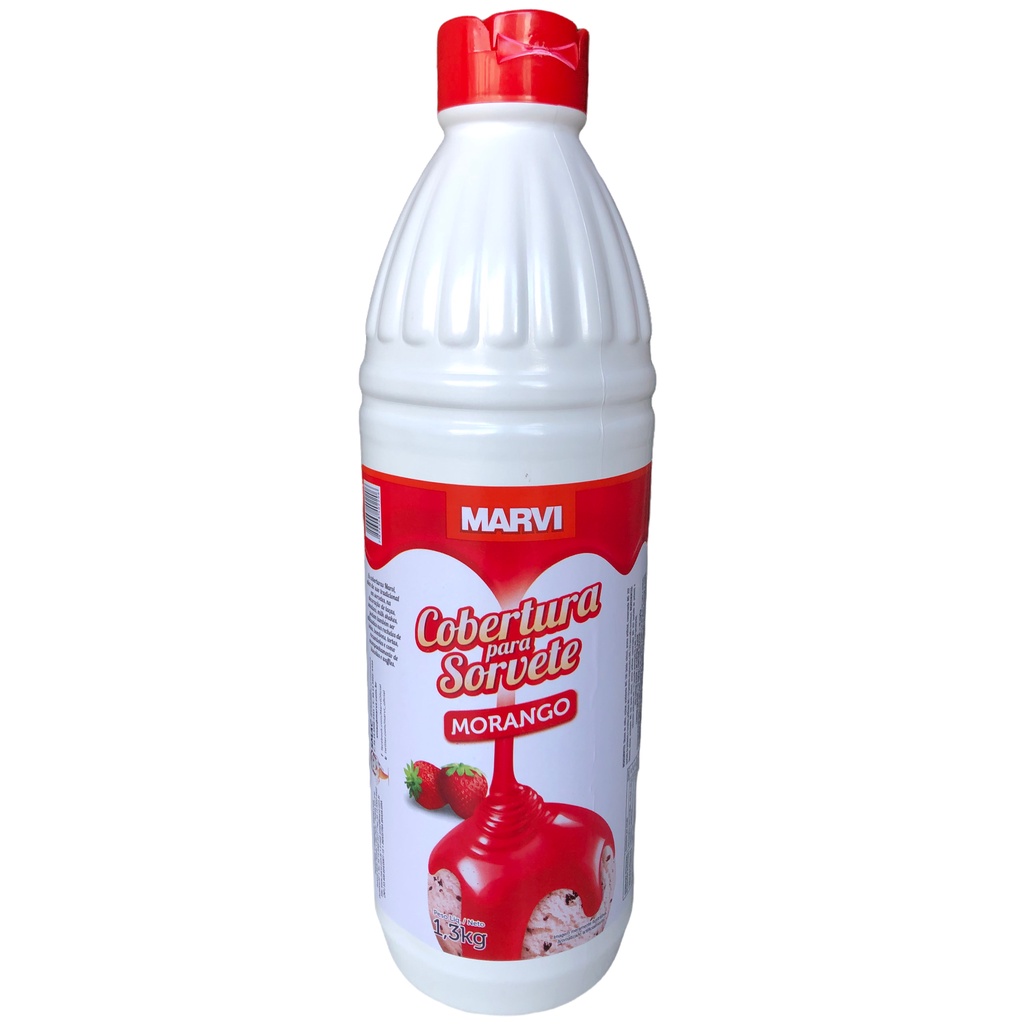 Cobertura Calda para Sorvete Sabor Morango 1,3kg Marvi | Shopee Brasil