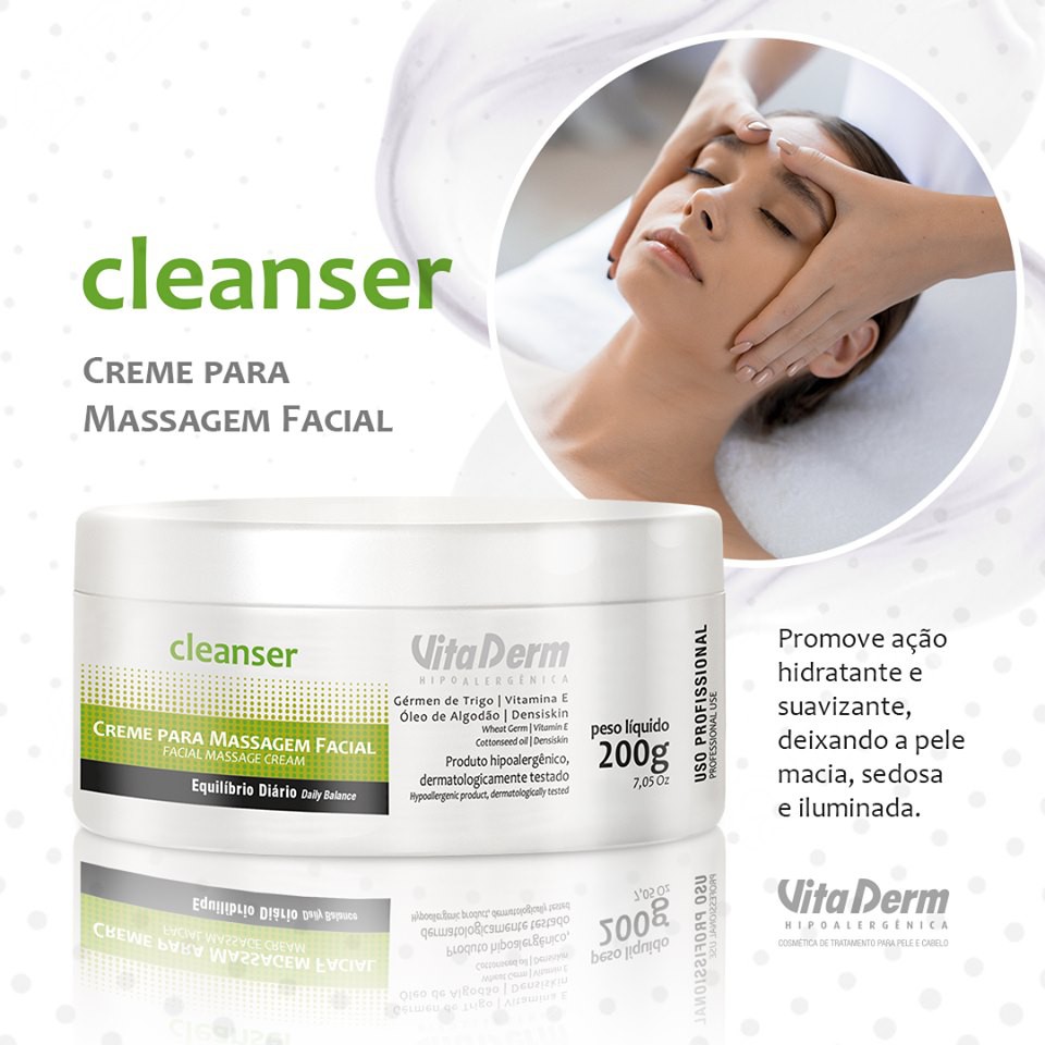 Creme Para Massagem Facial Cleanser Vita Derm 200g | Shopee Brasil