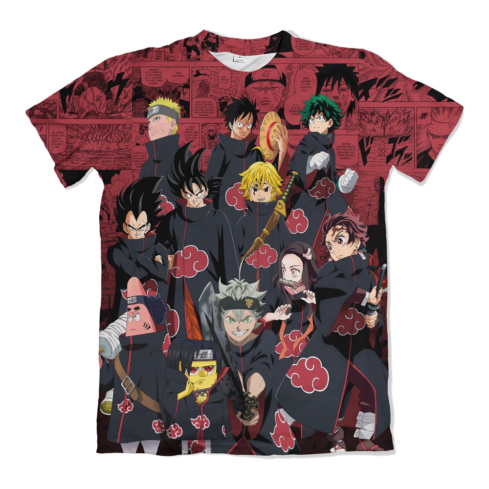 Camisa Mix Animes Personagens Vestidos de Akatsuki - Naruto Crossover ...