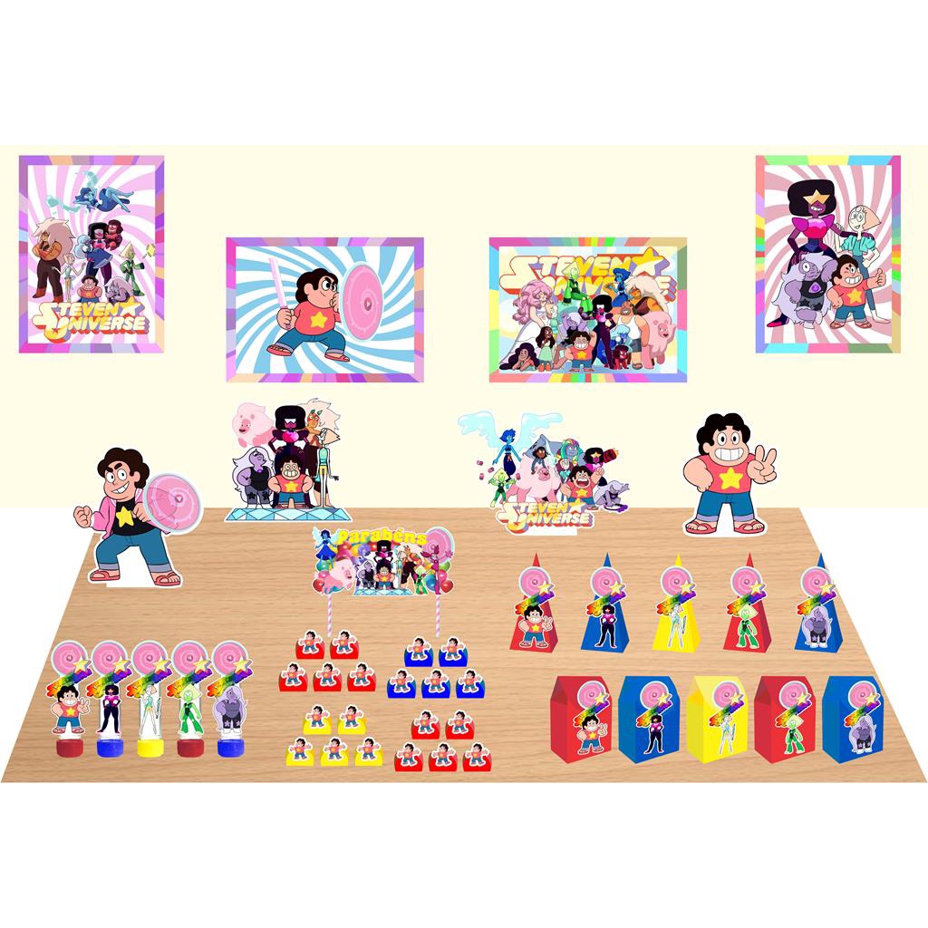 Kit Festa Steven universo 149 peças (30 pessoas) cone milk | Shopee Brasil