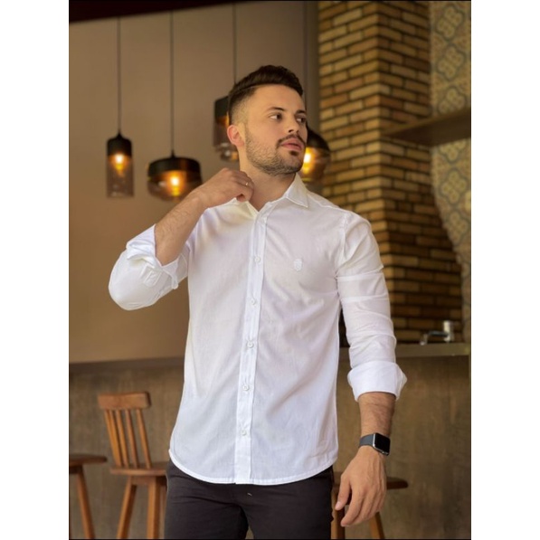 Camisa longa social Casual slim masculina - Escorrega o Preço