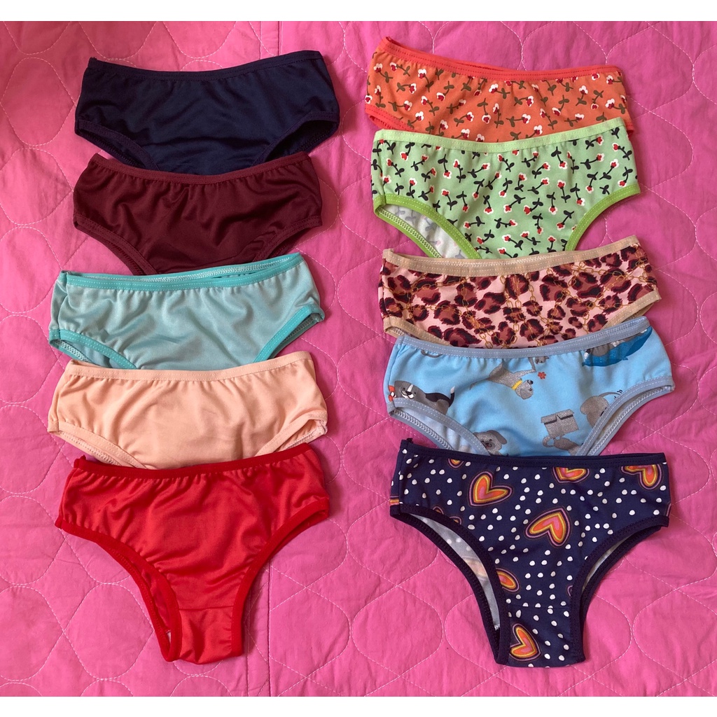 Kit 10 Calcinhas infantil micro fibra estampada | Shopee Brasil