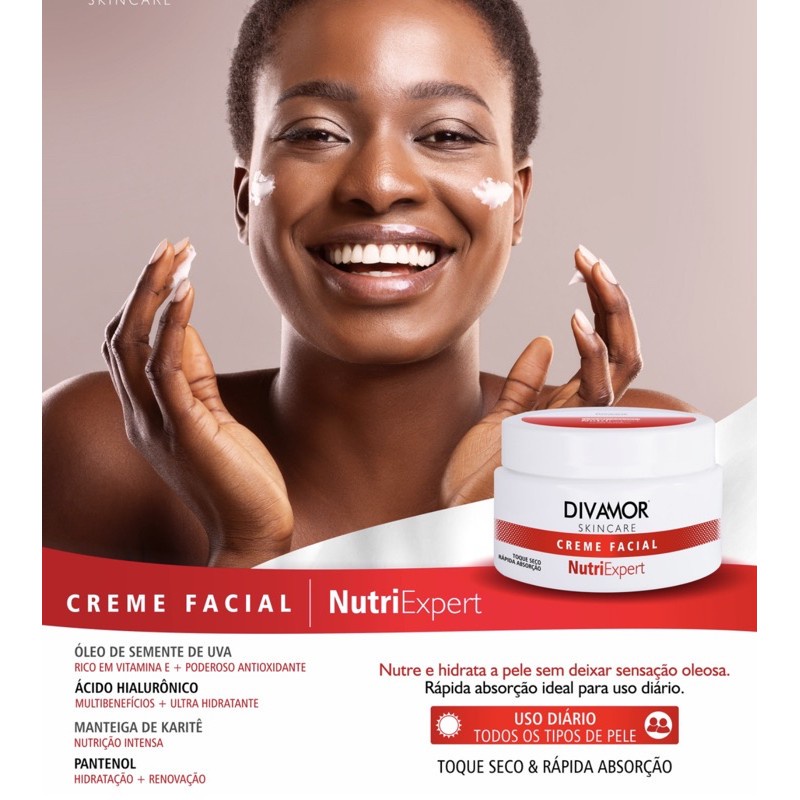 Creme Facial Skincare Divamor Nutri Expert 100g | Shopee Brasil