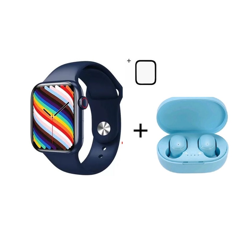 Relogio Inteligente Smart Watch HW19 azul com 2 pulseiras mais fone ...