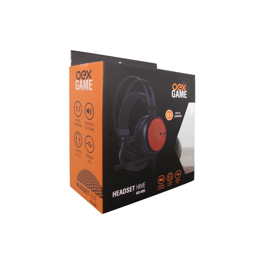 Headset Oex Hs405 Usb Virtual Surround 7.1 com Led 7 Cores Hive ...