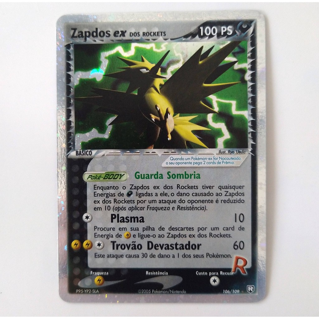 Carta Antiga Pokemon Rockets Zapdos ex 106/109 Ultra Rare Ex Team ...