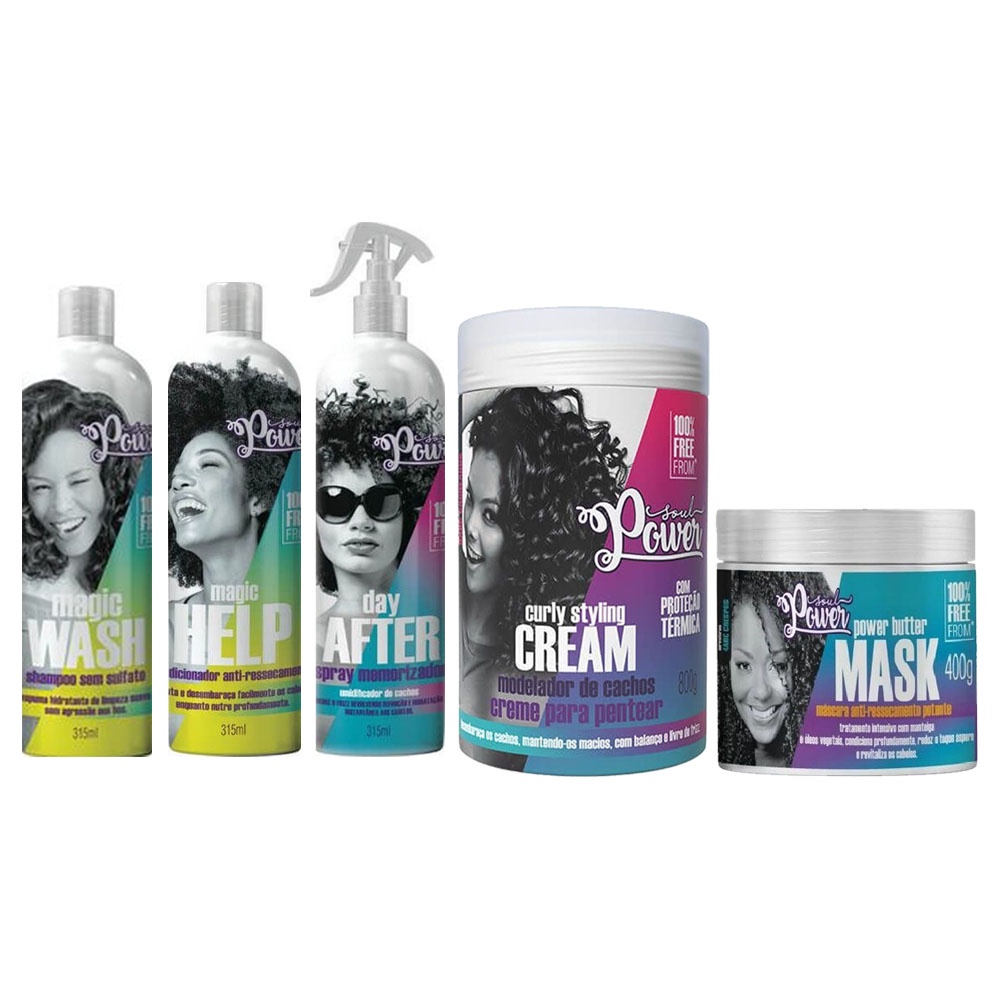 Shampoo+ Cond+ Máscara+ Day After+ Creme Styling Soul Power | Shopee Brasil